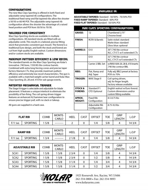 Kolar Sporting Competition Shotguns